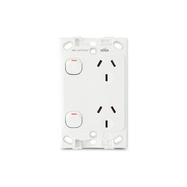 Double 10Amp Powerpoint / GPO Outlet - Vertical – Nixon Data Comms ...
