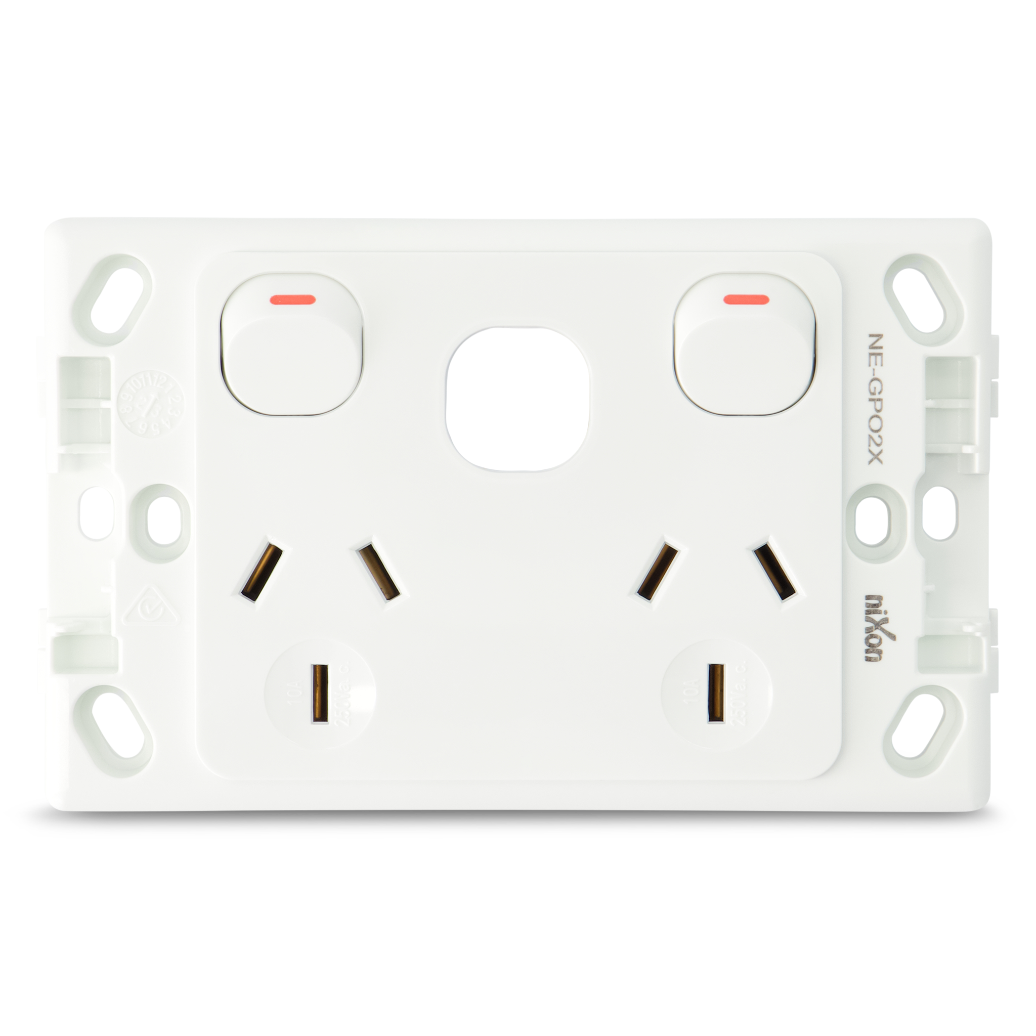 Double 10Amp Powerpoint / GPO Outlet with Provision for extra Switch ...