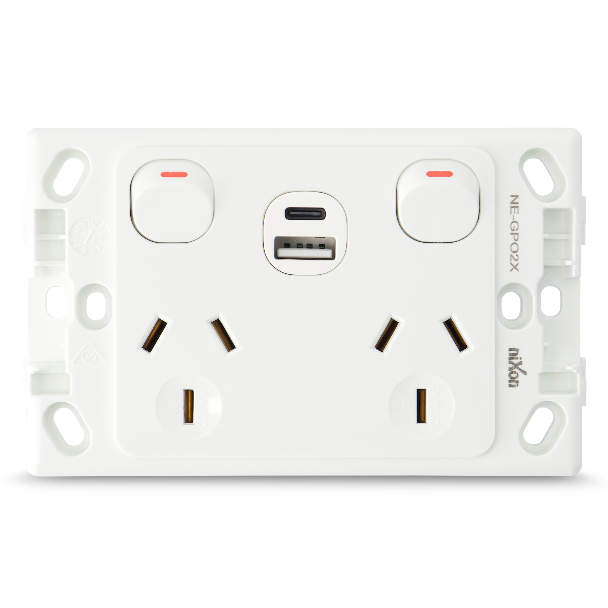 Original Double 10Amp Powerpoint with Double Type A+C Powered USB 2.1A ...