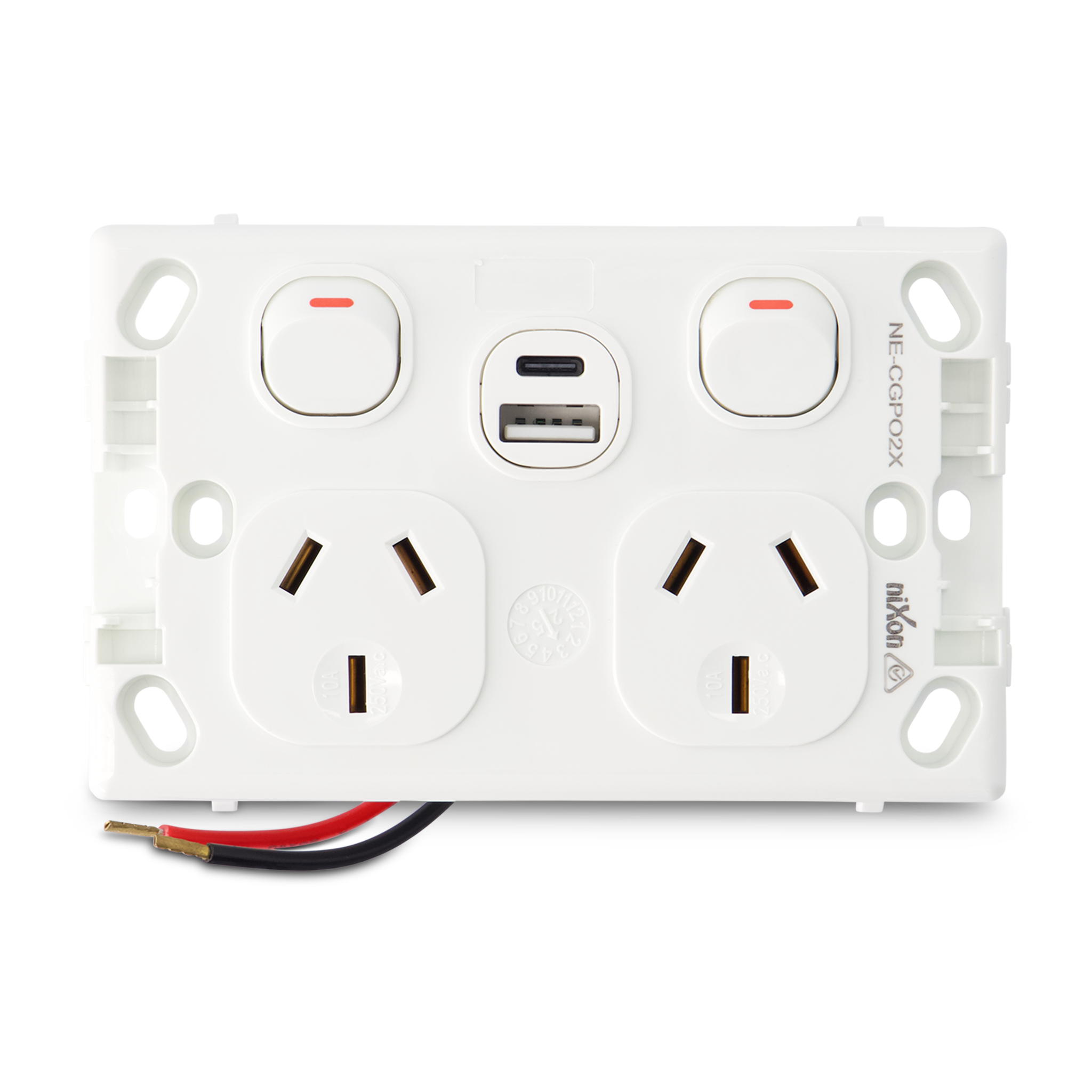 Classic Double 10Amp Powerpoint with Double Type A+C Powered USB 2.1AM ...