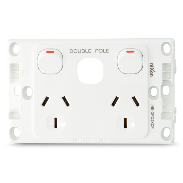 Double 10Amp Powerpoint / GPO Outlet with Provision for extra Switch ...
