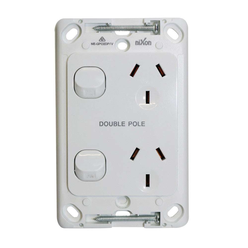 Double Vertical 10Amp Powerpoint / GPO Outlet - DOUBLE POLE – Nixon ...