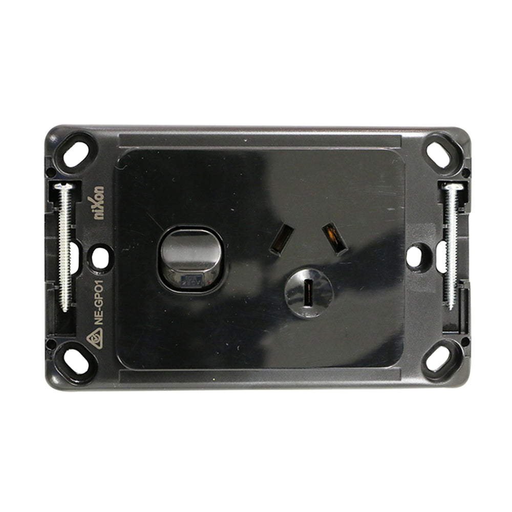 Single 10Amp Powerpoint / GPO Outlet - Black – Nixon Data Comms ...