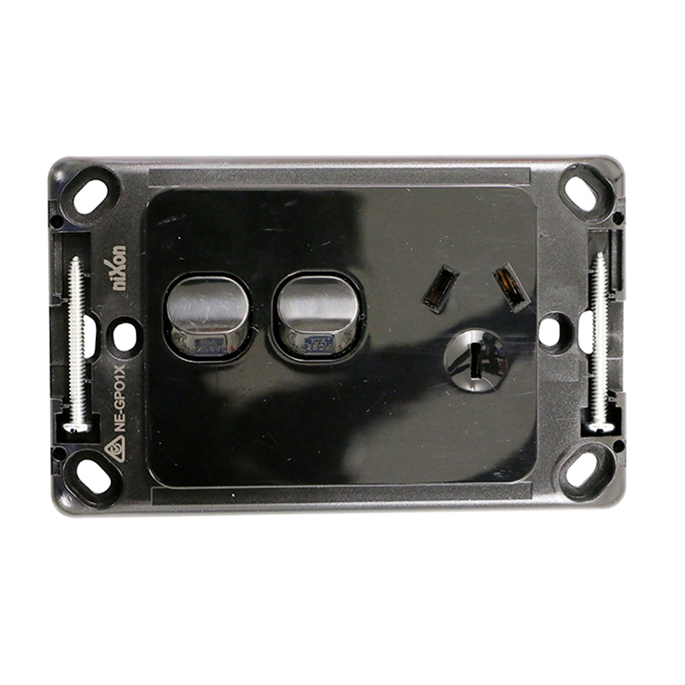 Single 10Amp Powerpoint / GPO Outlet with extra Switch - Black – Nixon ...