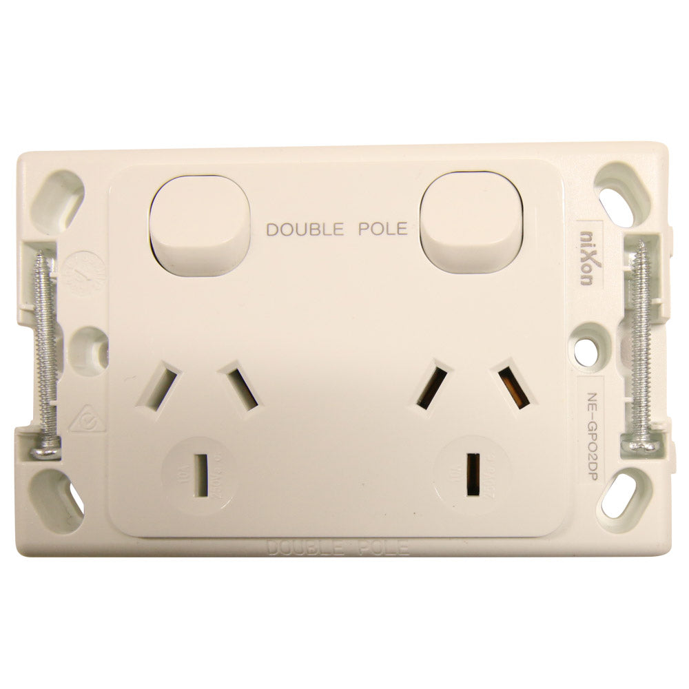 Double 10Amp Powerpoint / GPO Outlet - DOUBLE POLE – Nixon Data Comms ...