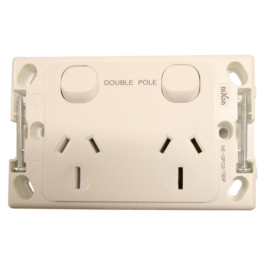 Double 15Amp Powerpoint / GPO Outlet - DOUBLE POLE – Nixon Data Comms ...